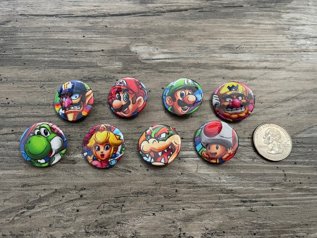 New Assorted Set of 8 Classic Mario Brothers Characters 1 Button ...