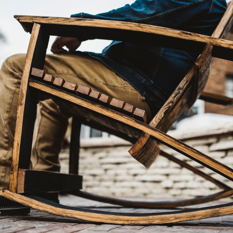 Rocking Chair Made From Whiskey Barrels Rocker is a Handmade - Etsy