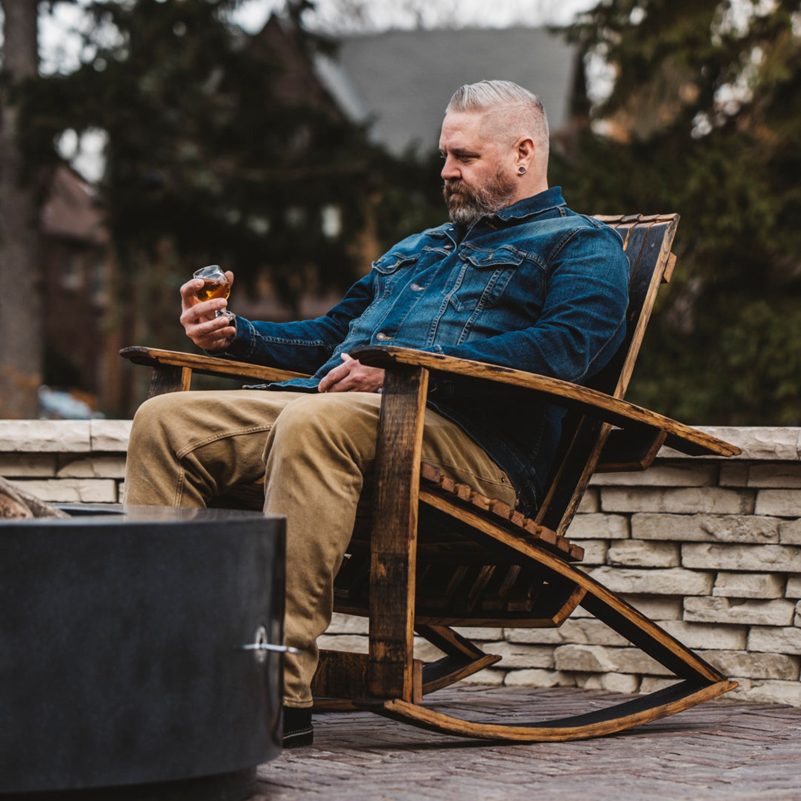 Rocking Chair Made From Whiskey Barrels Rocker is a Handmade - Etsy