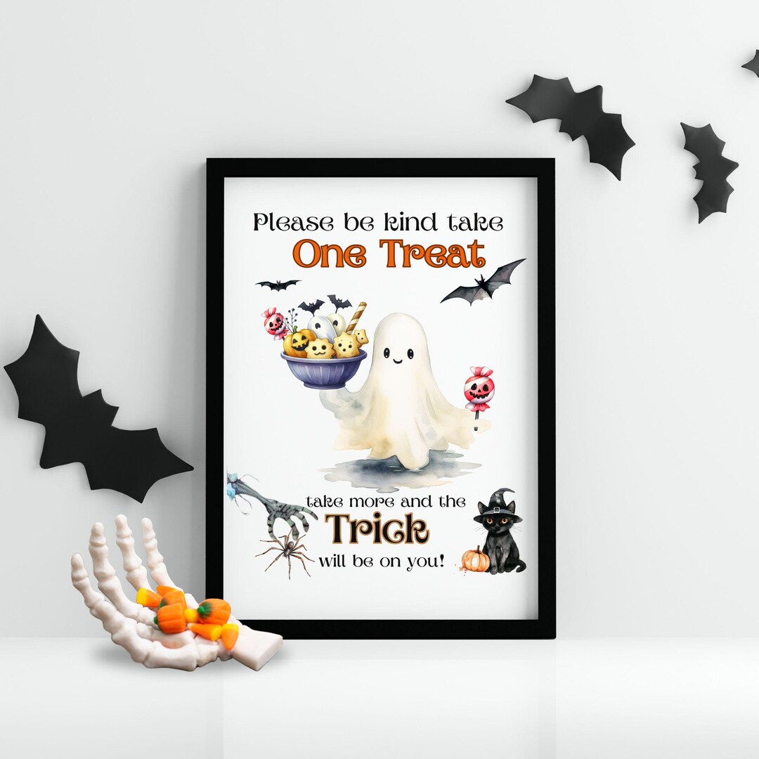 Halloween Printable, Please Take One Sign & Out of Candy Signs, Trick ...