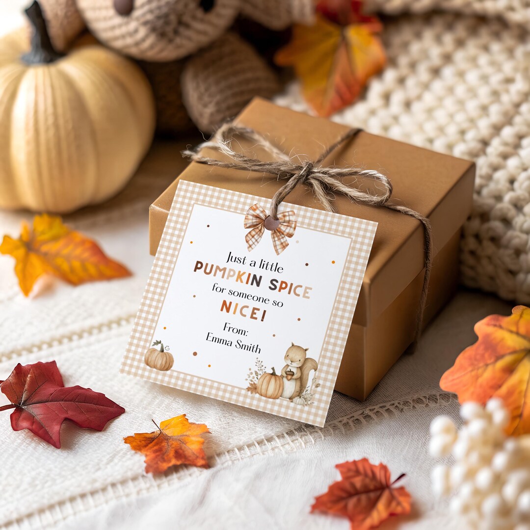Pumpkin Spice Square Gift Tag Editable Template , 3x3 Printable Fall ...