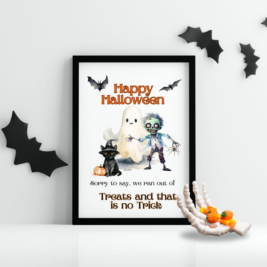 Halloween Printable, Out of Candy Signs, Trick or Treat Sign, Halloween ...