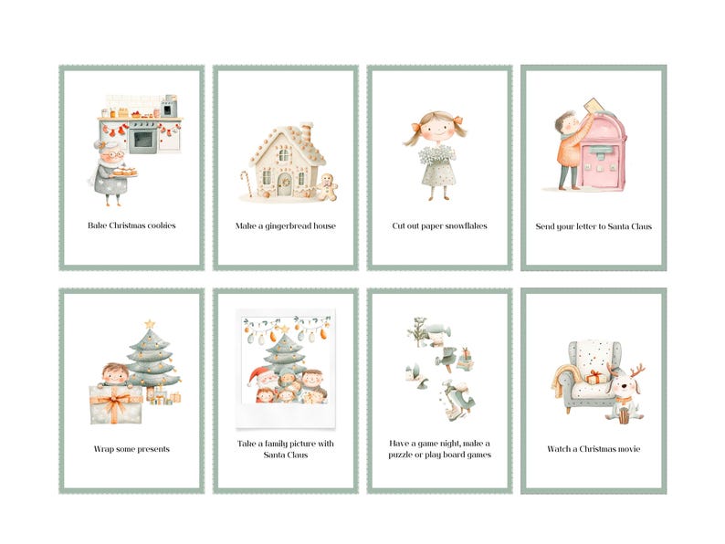 Printable Advent Calendar Activity Cards , 32 Christmas Bucket List ...