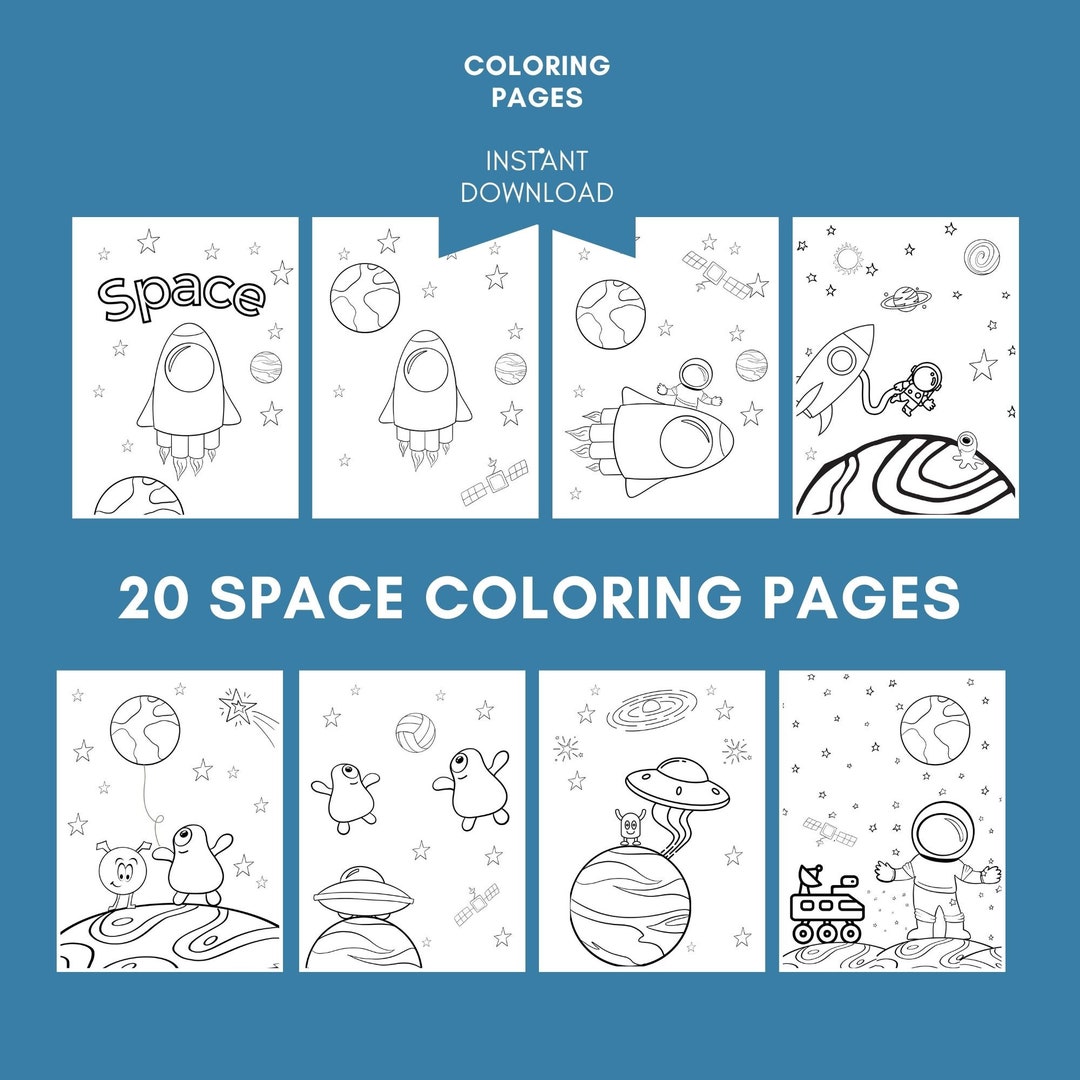 Space Theme Coloring Pages Instant Download , Printables Coloring Pages ...
