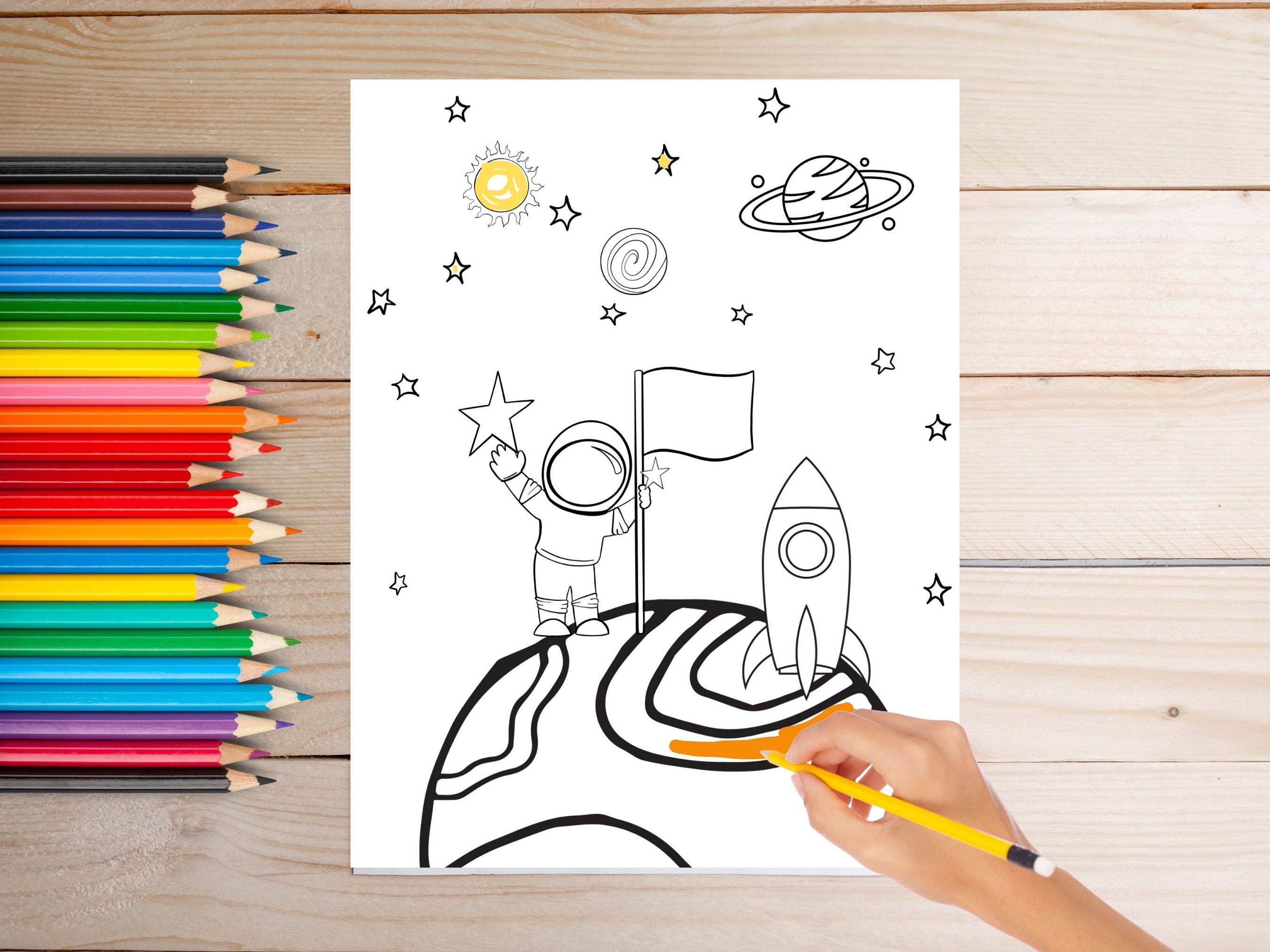 Space Theme Coloring Pages Instant Download , Printables Coloring Pages ...