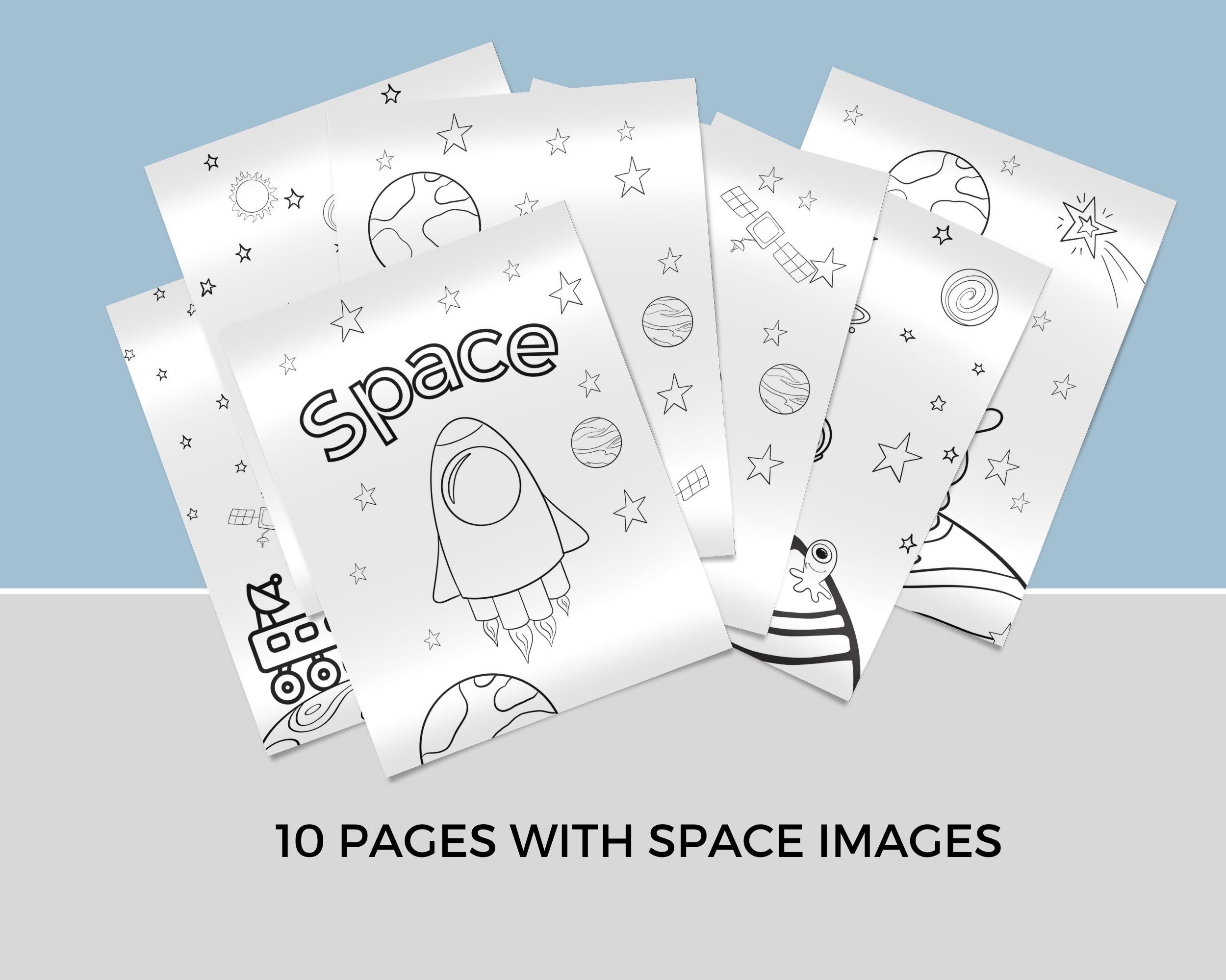 Space Theme Coloring Pages Instant Download , Printables Coloring Pages ...
