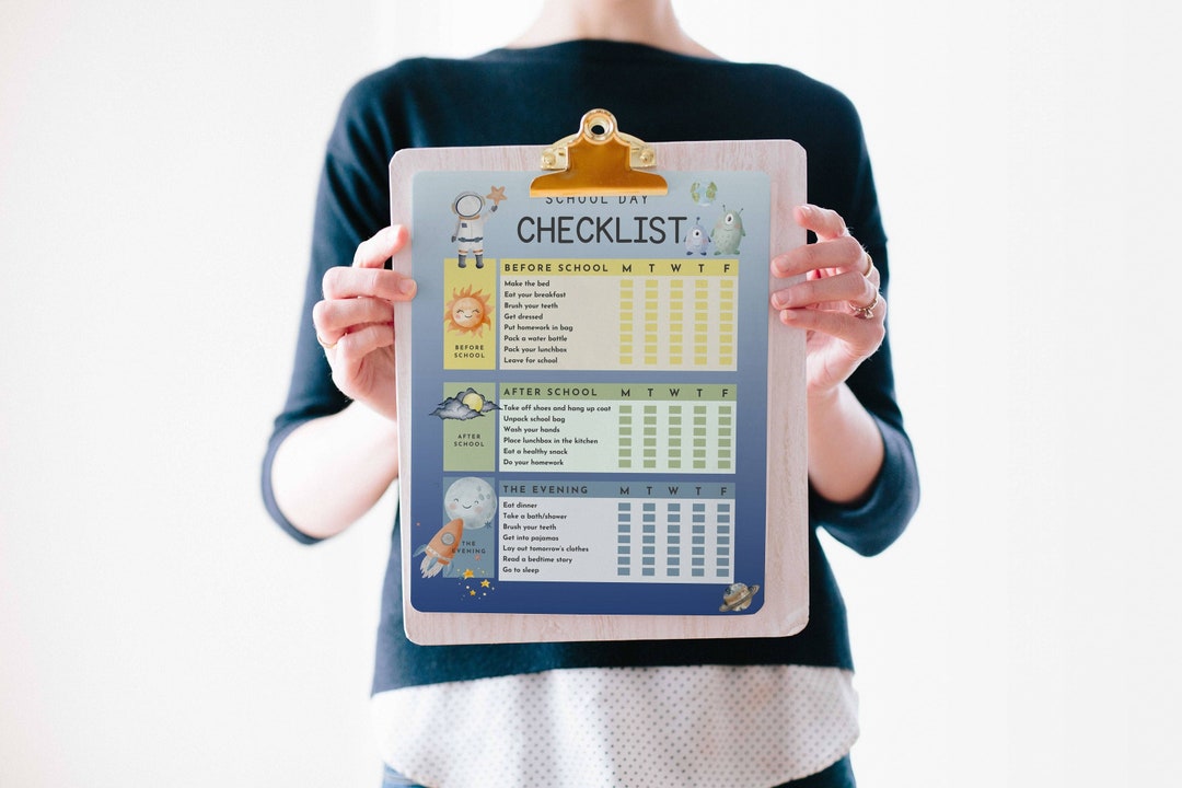 Editable Daily Kids School Checklist - Before & After School Chores ...