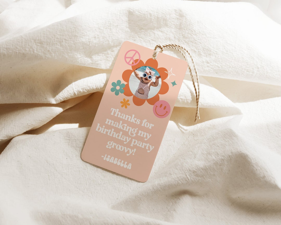 Groovy One Favor Tag: Editable Birthday Template (digital Download) - Etsy