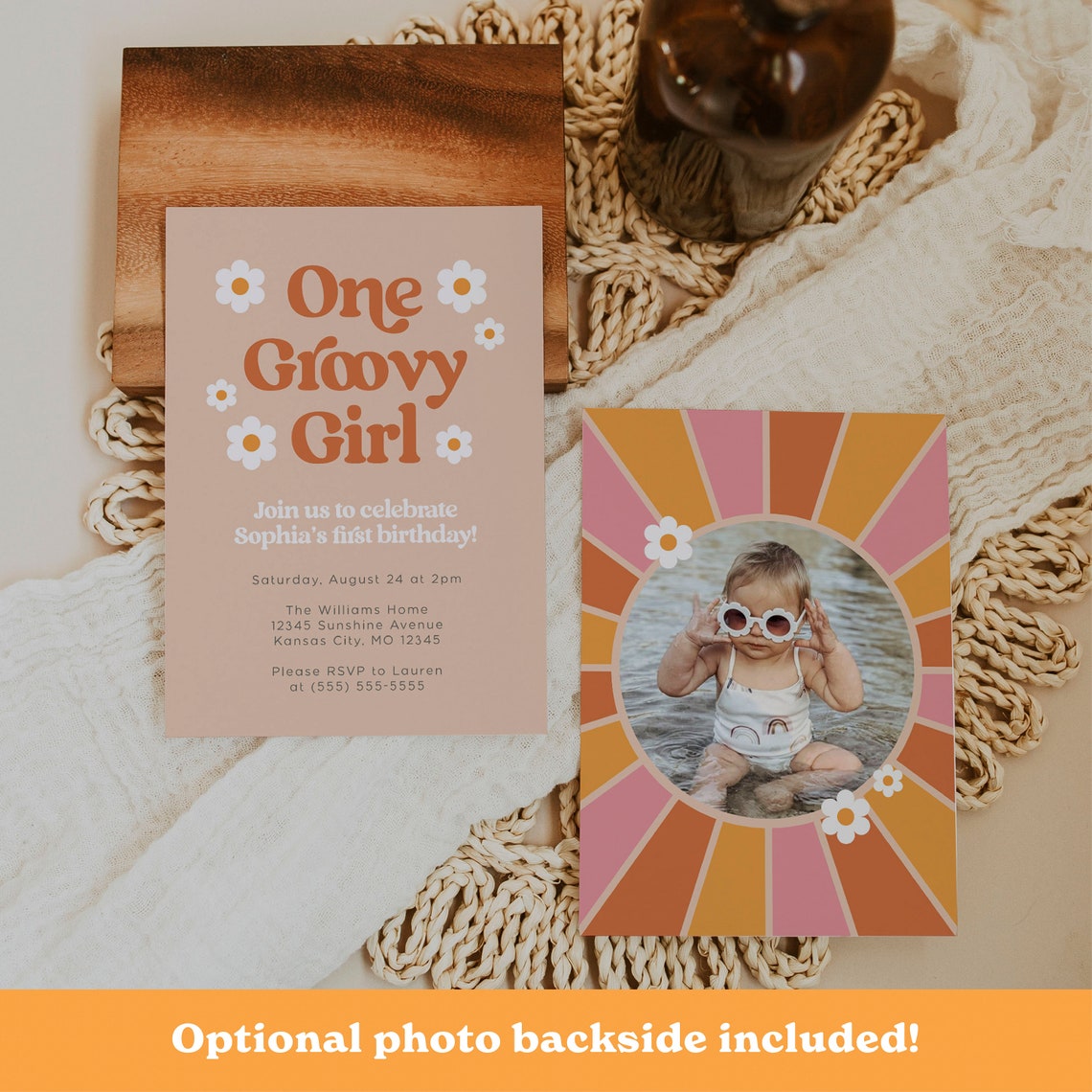 One Groovy Girl Birthday Invite Digital Template for Retro - Etsy