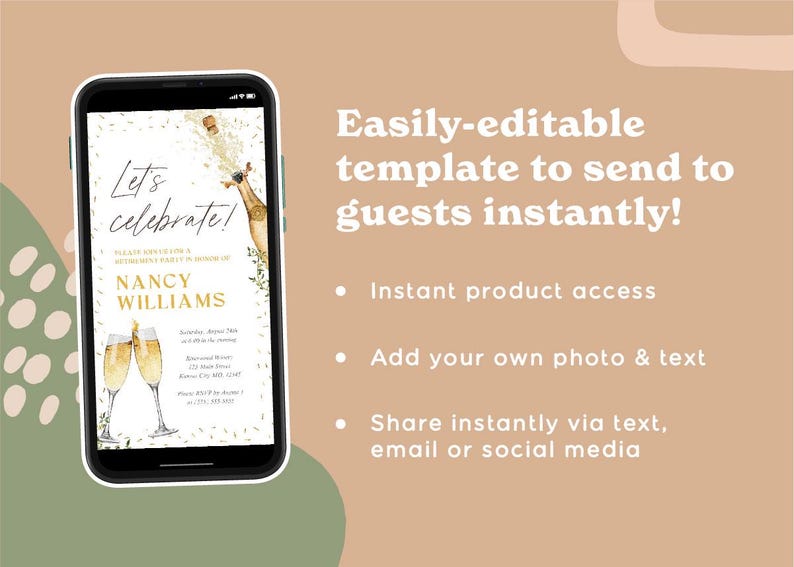 Animated Retirement Party Invitation: Champagne Theme (digital) - Etsy