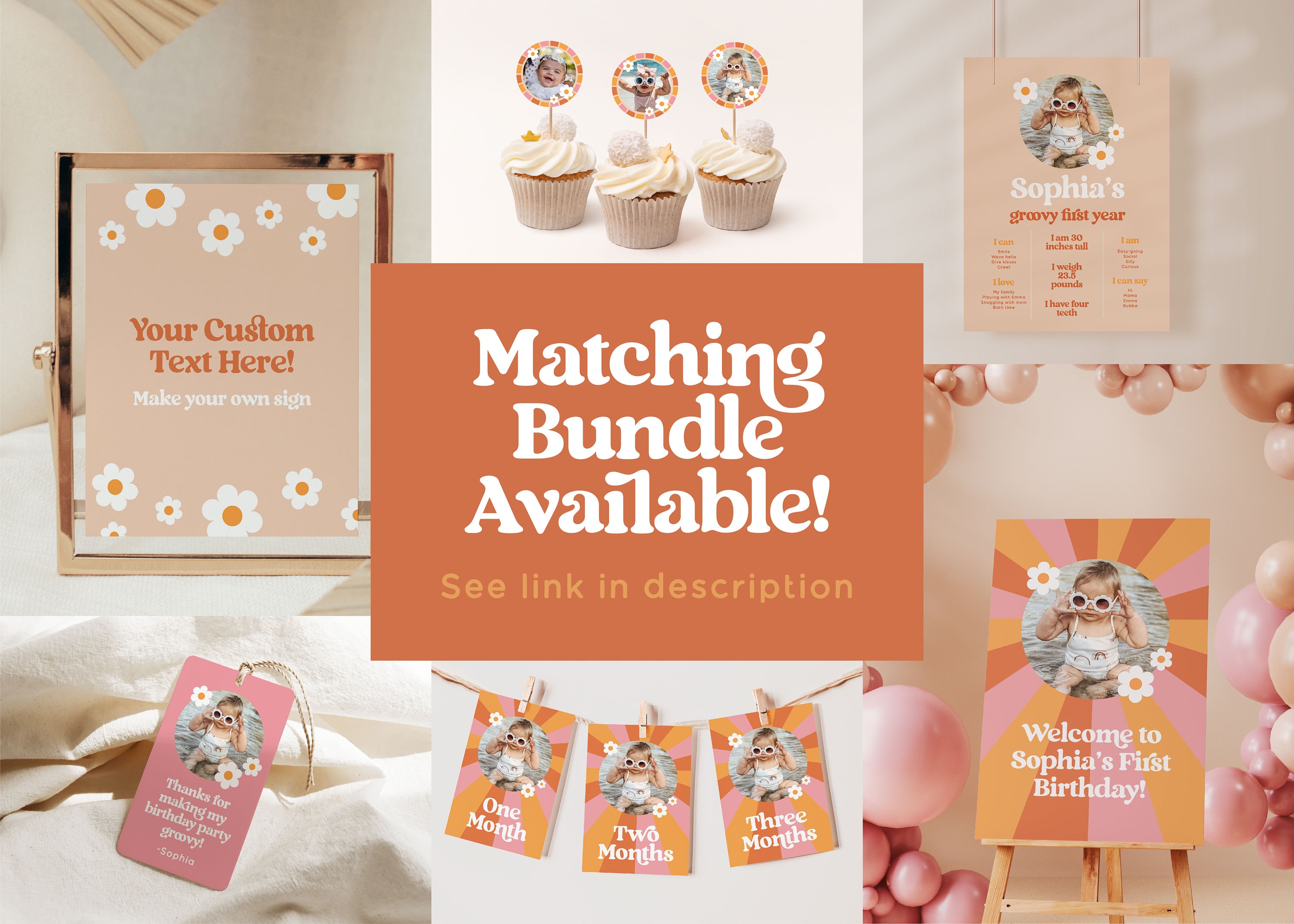 One Groovy Girl Photo Banner Digital Template for Retro First - Etsy