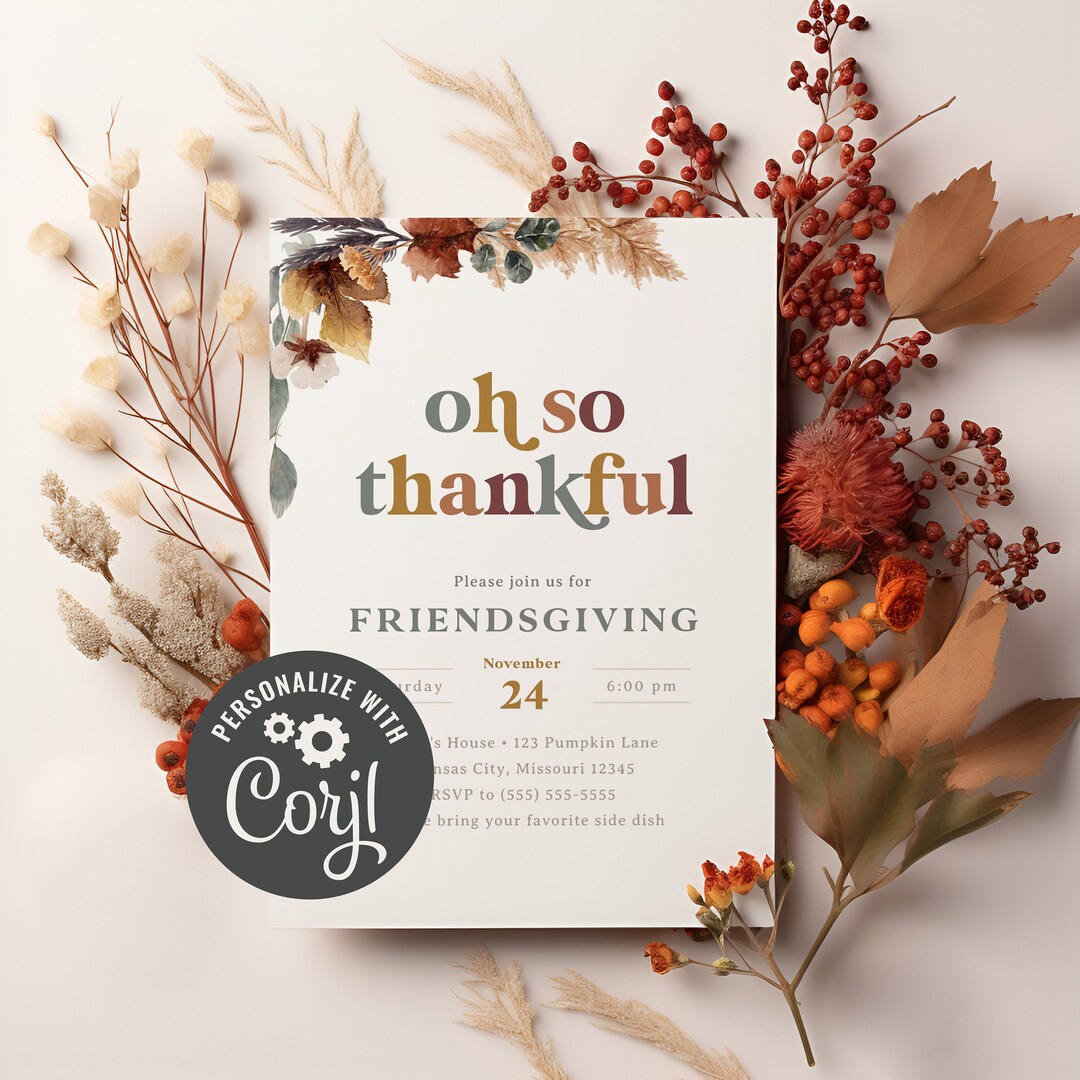 Friendsgiving Invitation, Instant Download Printable Template for ...