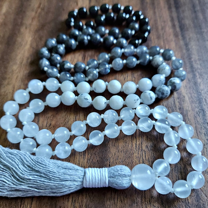 Selenite and Moonstone Mala - Etsy