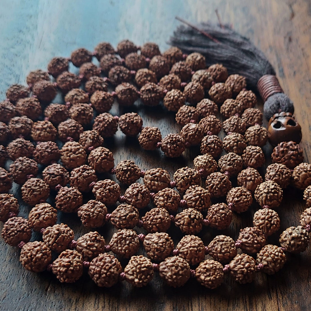 Rudraksha Mala Beads With Skull & Cotton Tassel, Skull Mala, Japamala ...