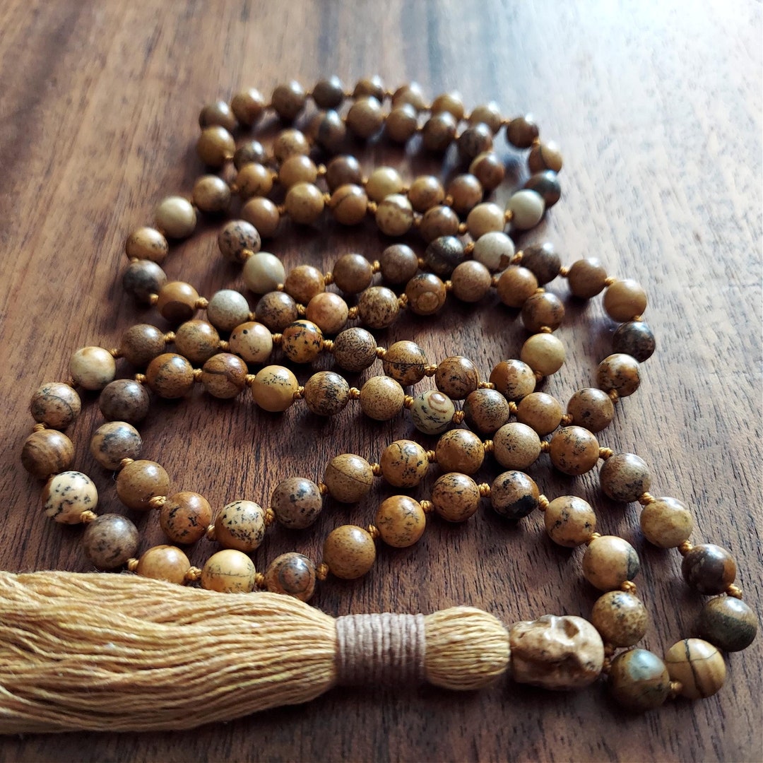 Picture Jasper Skull Mala, Grounding and Protection Japamala, Root and ...