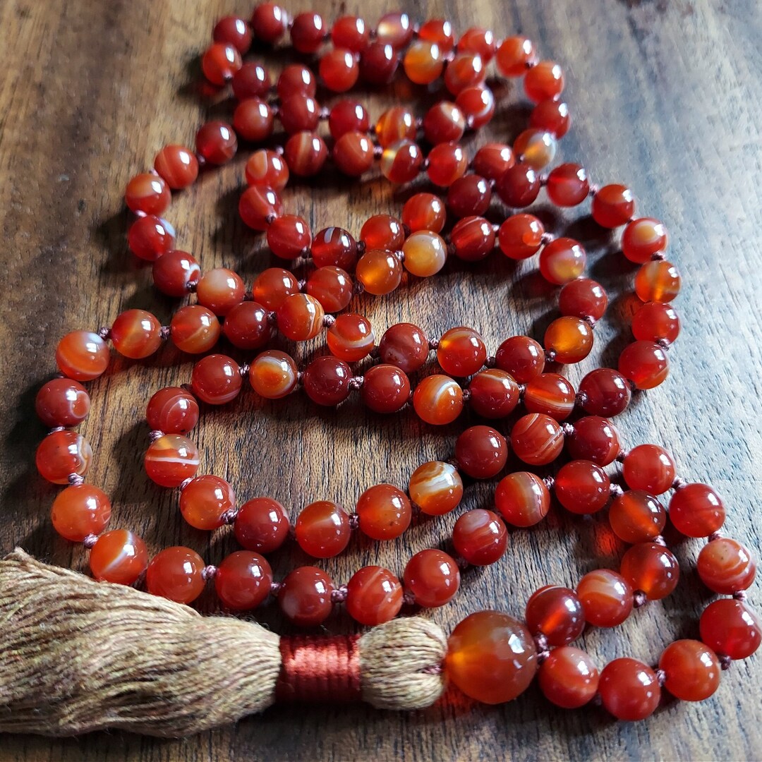 Carnelian Mala for Women, Carnelian Mala, Carnelian Beaded Necklace ...