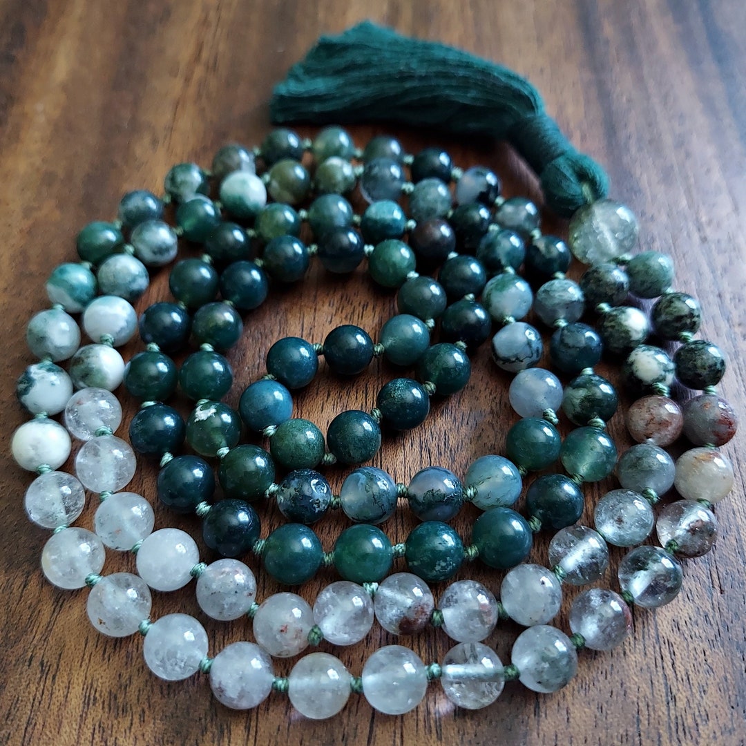 Stonehenge Preseli Bluestone & Garden Quartz Mala Beads Necklace Gift ...