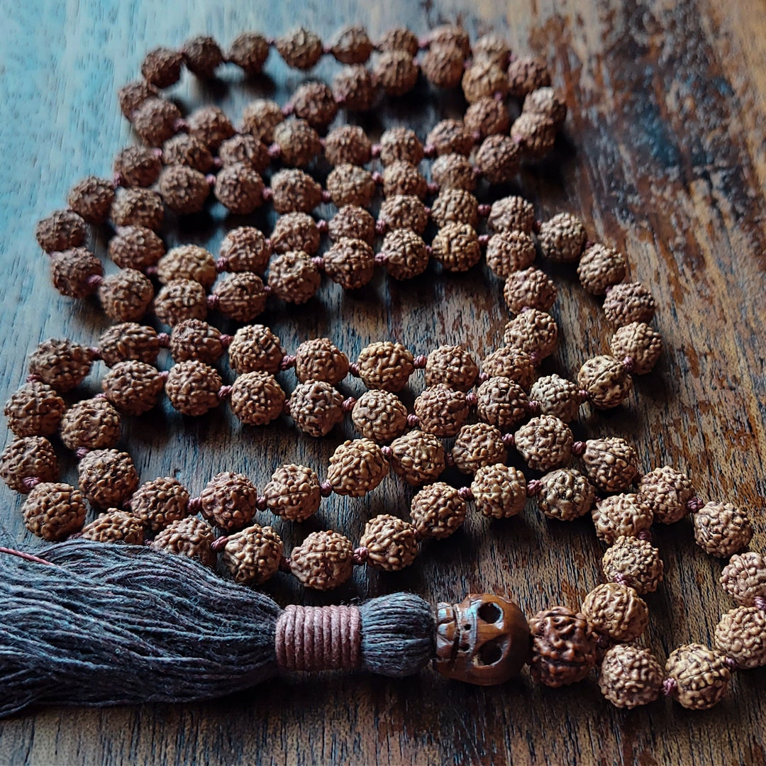 Rudraksha Mala Skull Mala Beads Japa Mala for Meditation, Genuine ...