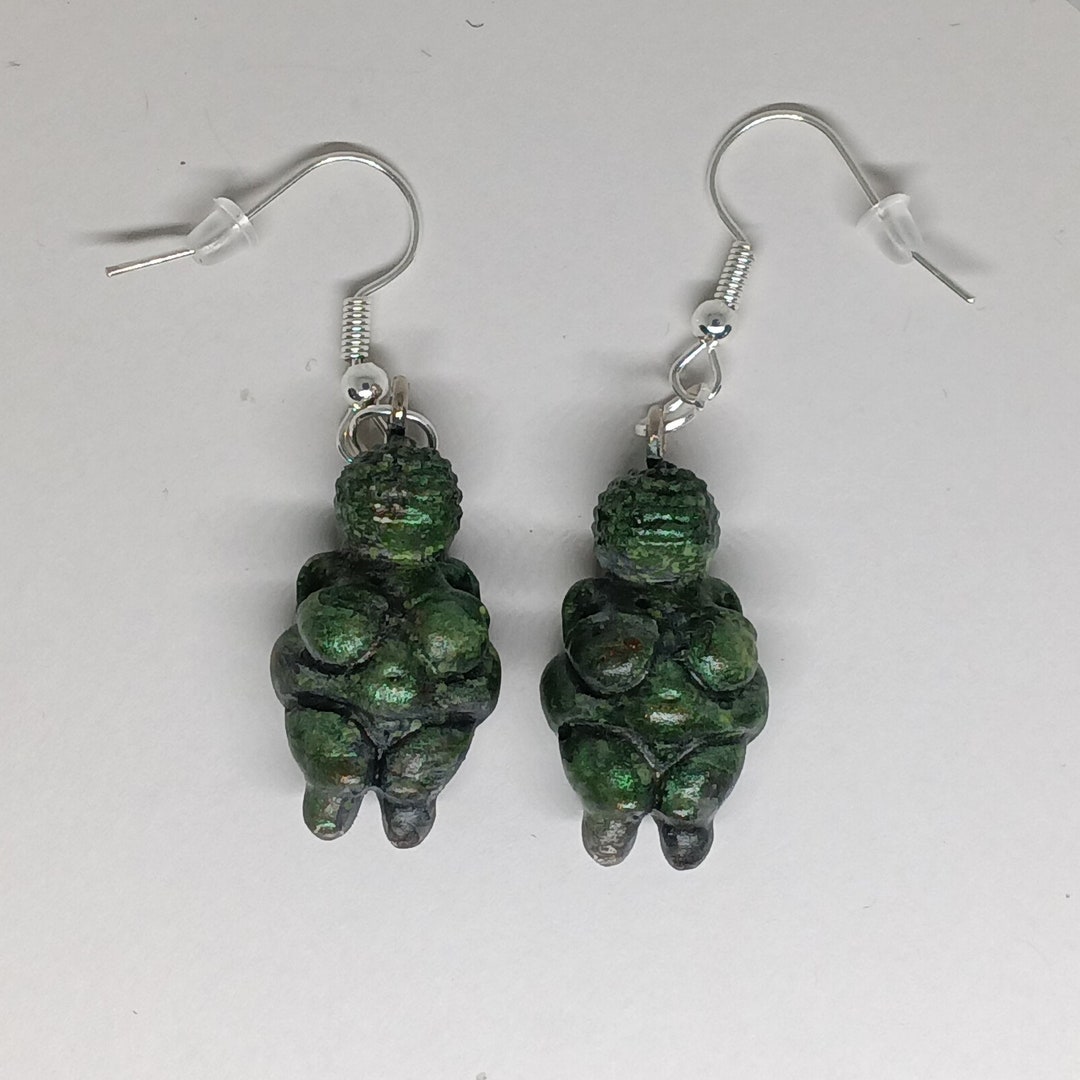 Druid Stone Venus of Willendorf Painted Resin Earrings - Etsy