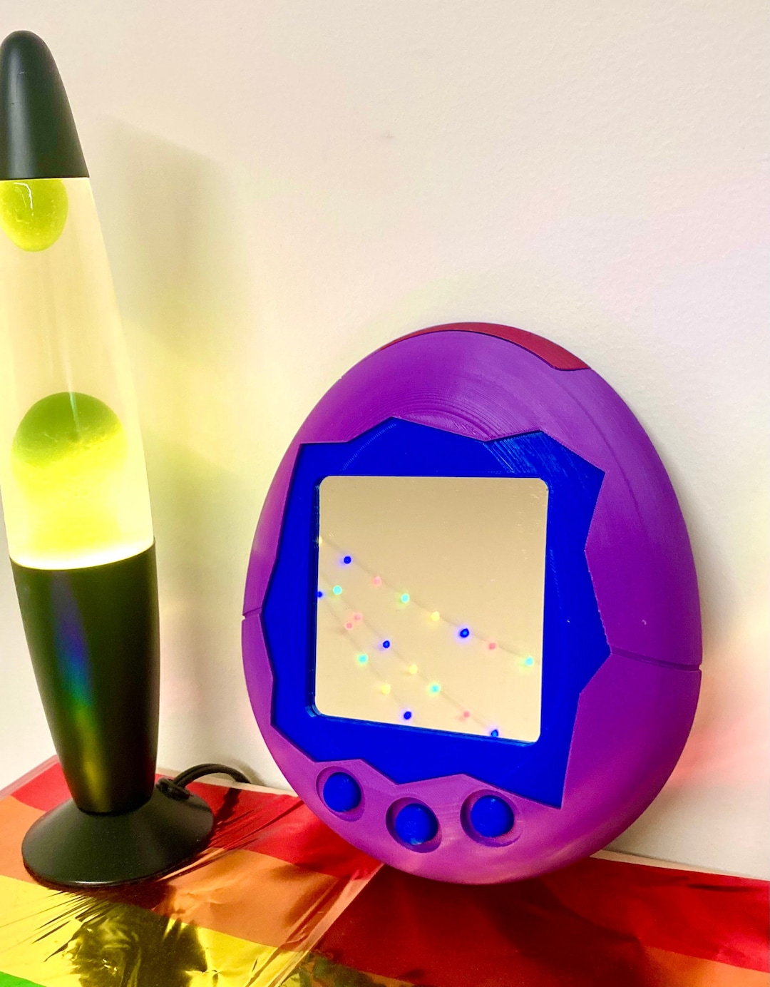 Tamagotchi Wall Mirror Purple & Blue Mini 3D Printed Hanging Home Decor ...