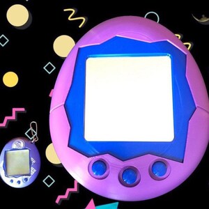 Tamagotchi Wall Mirror Purple & Blue Mini 3D Printed Hanging Home Decor ...