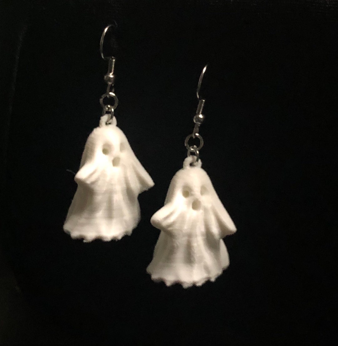 Ghost Earrings Spirit Dangle 3D Printed Spooky Halloween Horror Jewelry ...