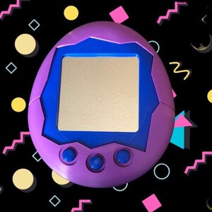 Tamagotchi Wall Mirror Purple & Blue Mini 3D Printed Hanging Home Decor ...