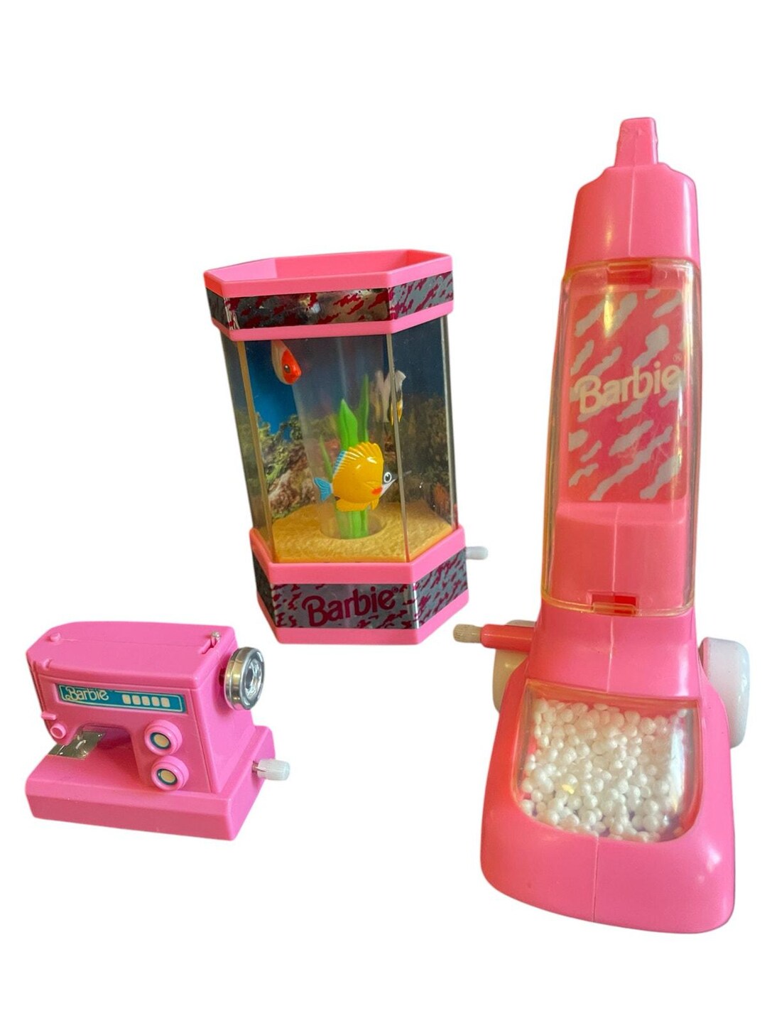 Barbie Vintage 3 Accessories - Vacuum, Sewing Machine, Aquarium -wind ...