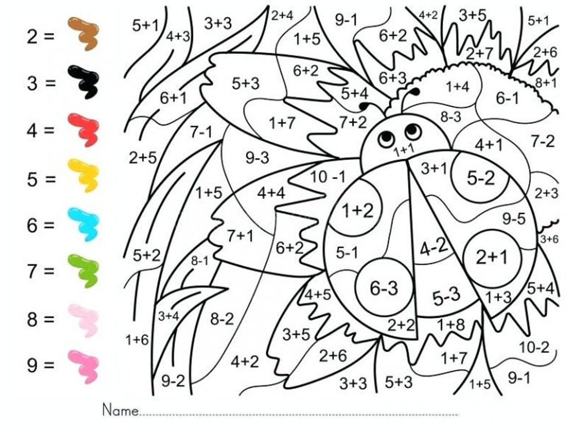 Math Coloriage Pages Bundle Ajout pour les enfants .... Façon | Etsy