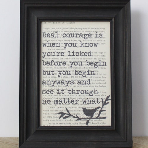To Kill A Mockingbird real Courage Book Page Quote | Etsy