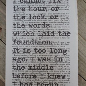 Jane Austen's Pride and Prejudice Book Page Quote Art Print/ Wall Art ...