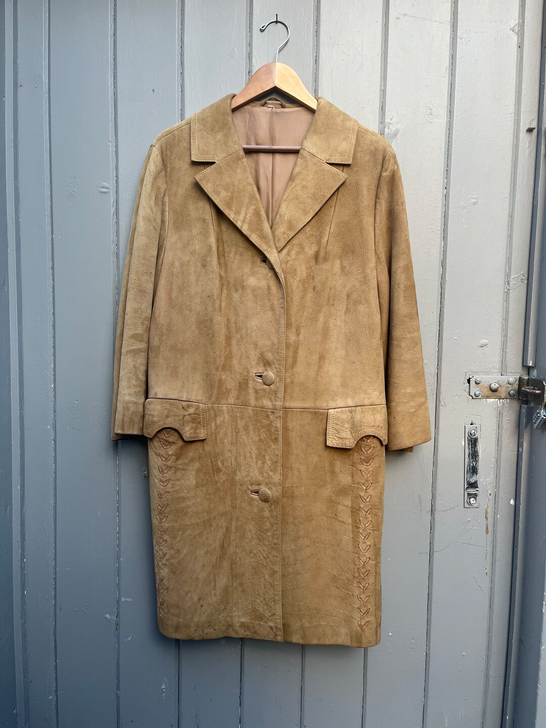 Vintage Suede Coat With Button Closure and Martingale Belt - Etsy