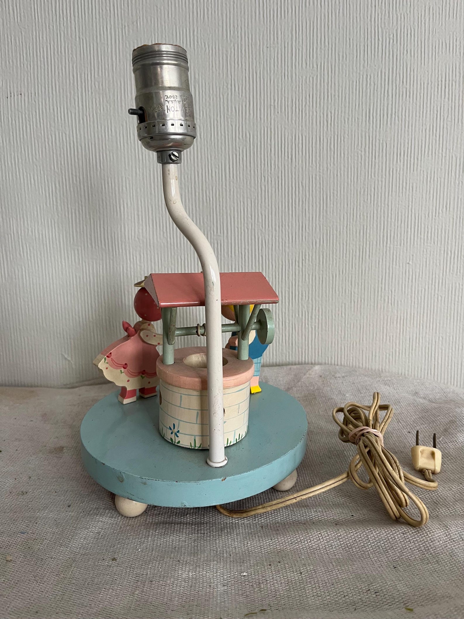 Vintage Wooden Jack and Jill Painted Table Lamp - Etsy