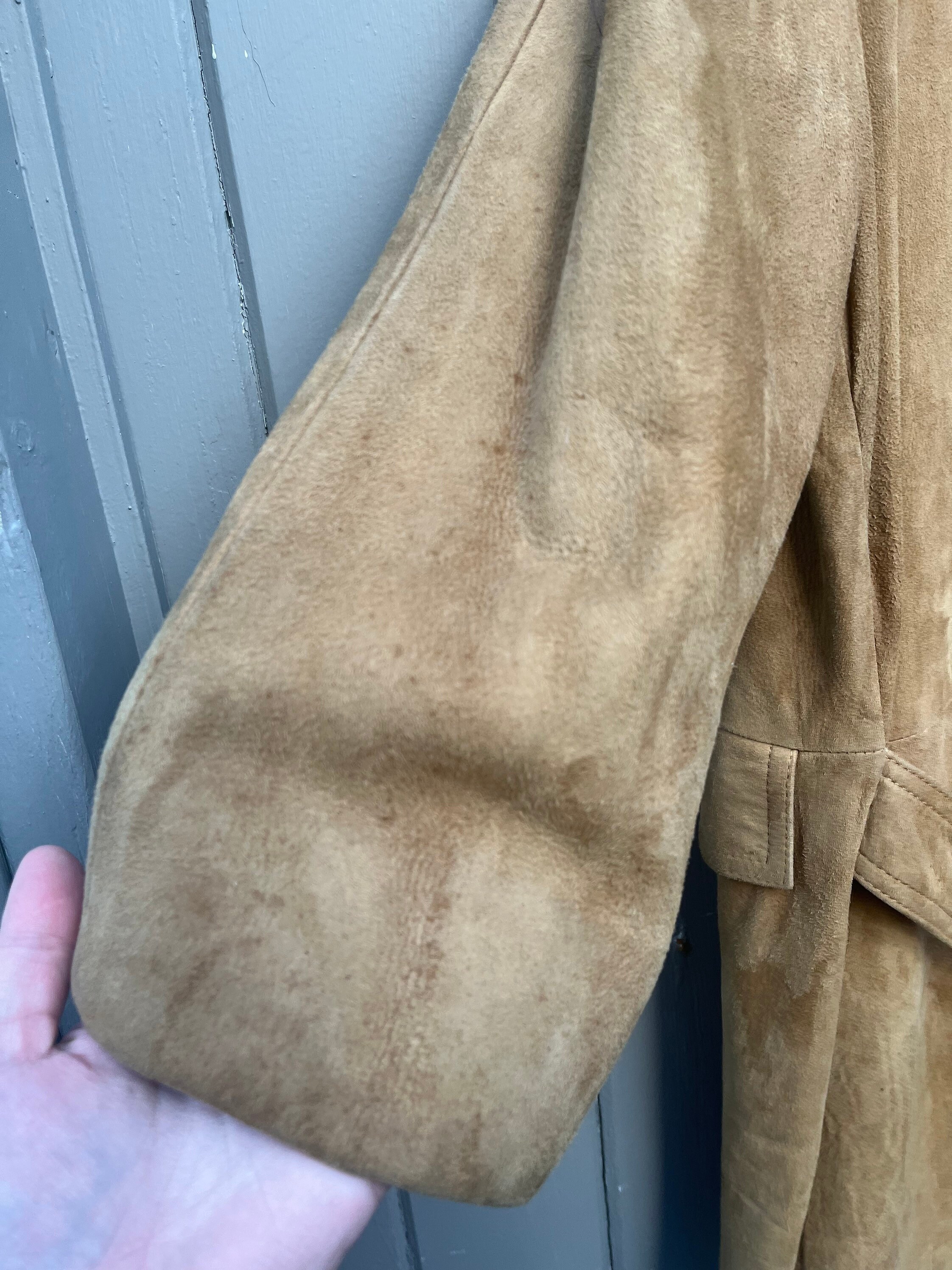Vintage Suede Coat With Button Closure and Martingale Belt - Etsy
