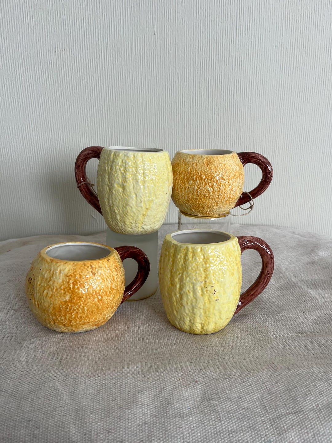 Vintage Collection of Orange and Lemon Ceramic Italian Mug Set - Etsy