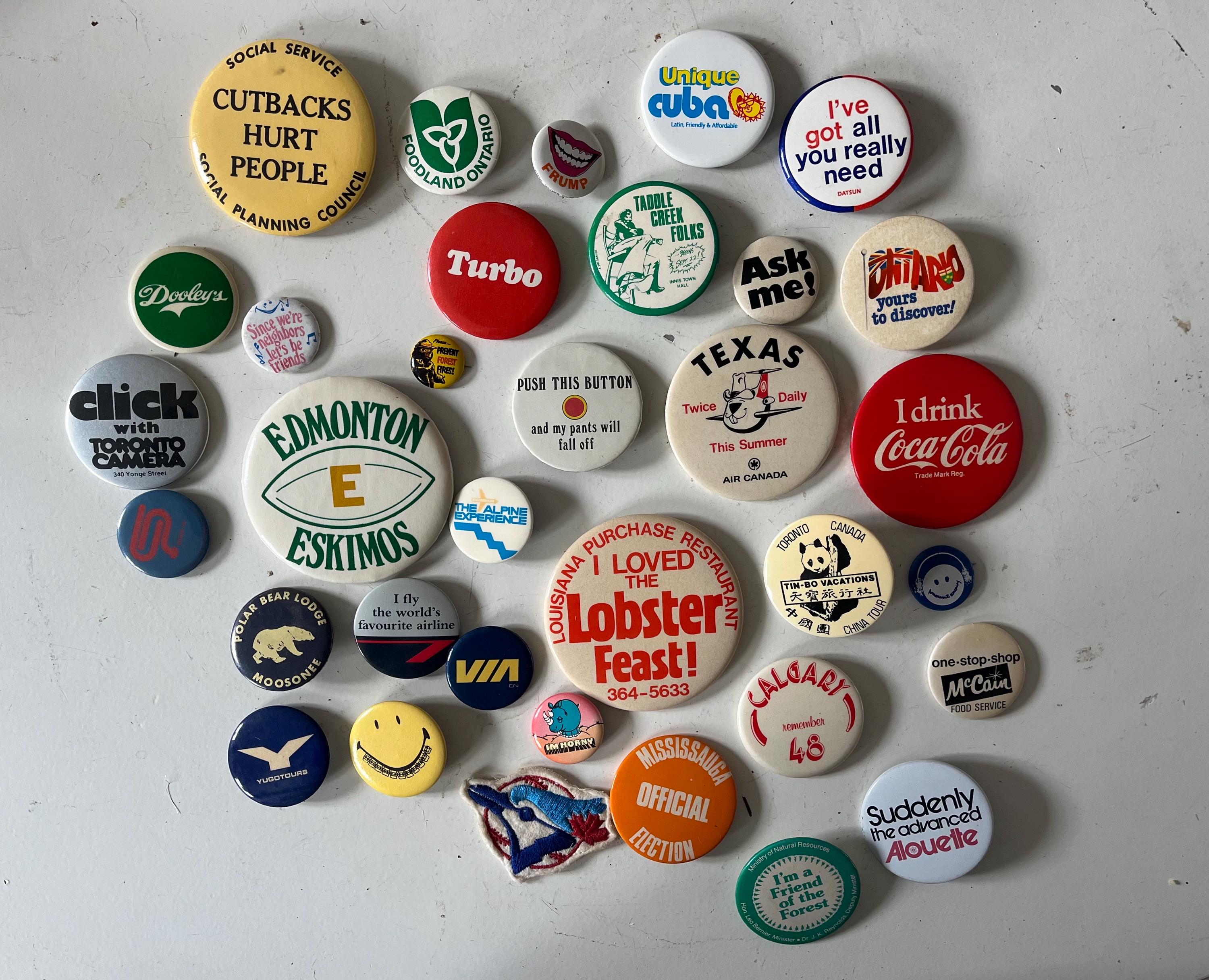 Vintage Unique Pin Back Buttons || Political Activism | Smiley Face ...