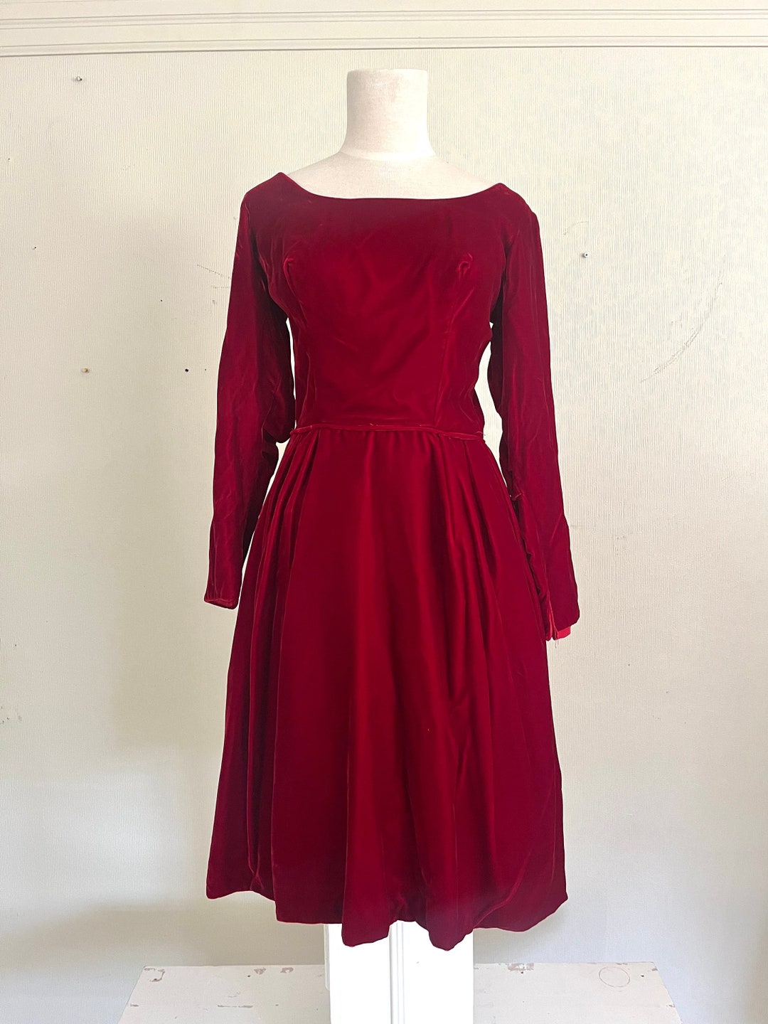 Vintage Cranberry Red Velvet Cocktail Dress 1950s, US Women’s XS - Etsy