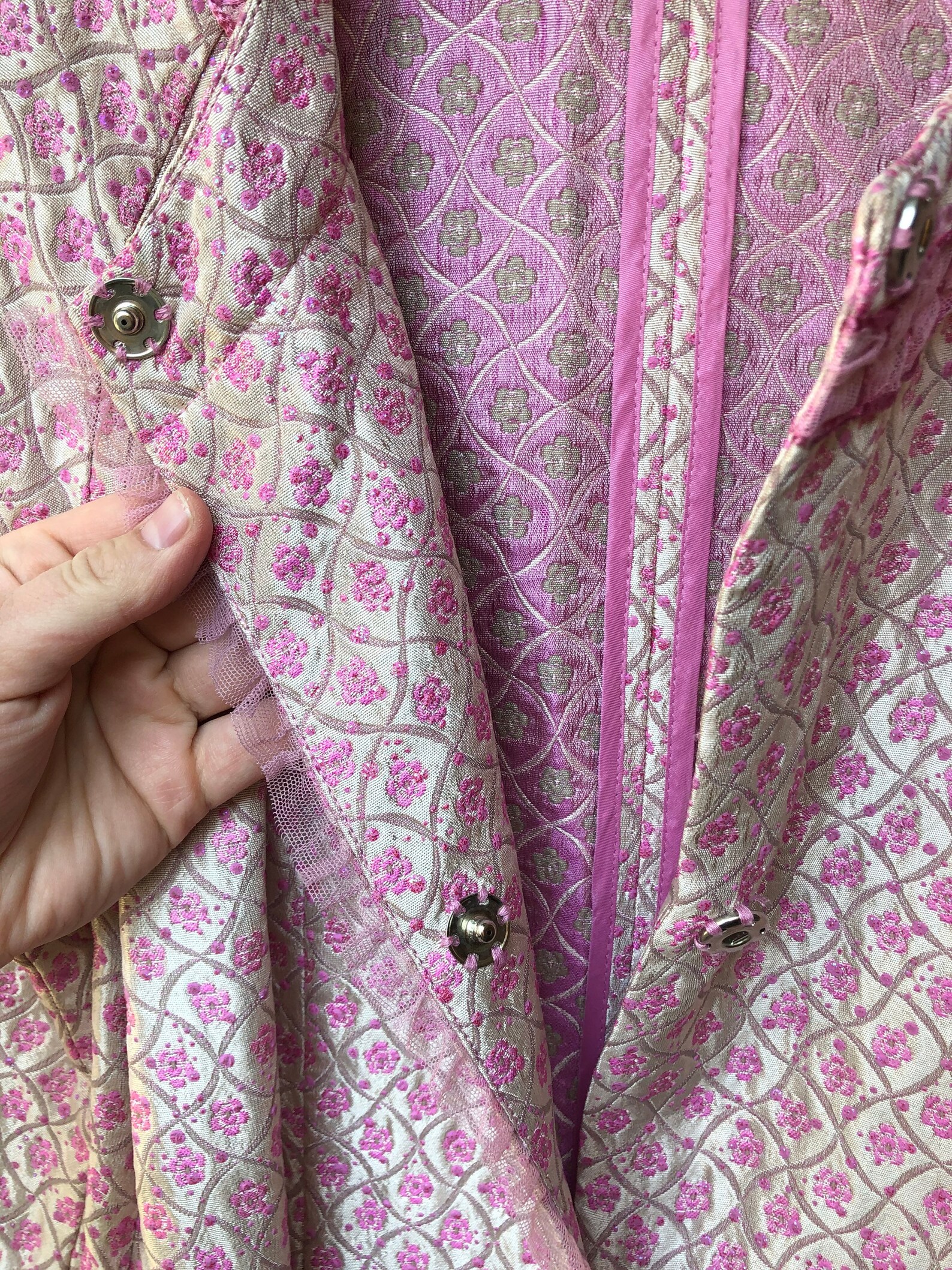 Pink Brocade Spring Overcoat by R.U. // Organza Detail - Etsy