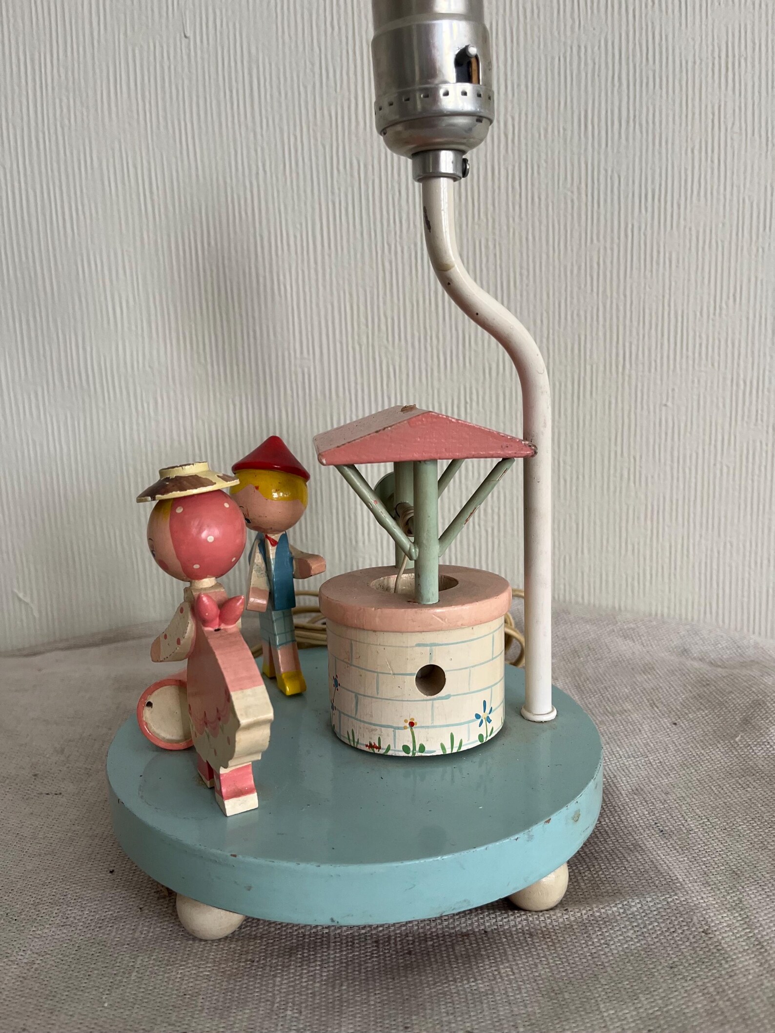Vintage Wooden Jack and Jill Painted Table Lamp - Etsy