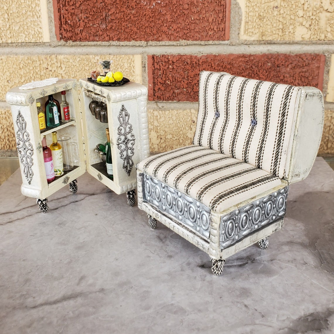 Miniature Mini Bar Steampunk Nautical Style Up-scaled Chest Dollhouse ...