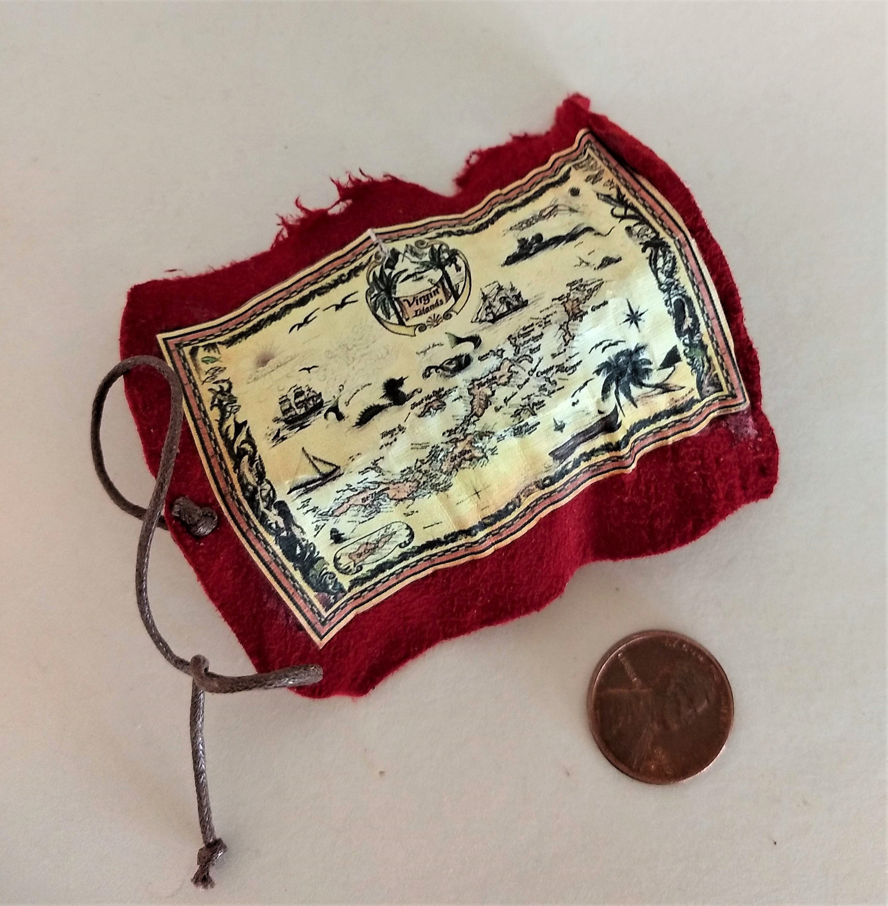 Miniature Treasure Maps and Compass With Leather Pouch Set Red 1:12 ...