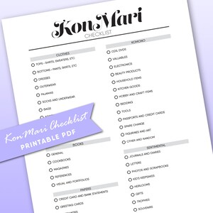 KonMari Cleaning Checklist Printable Room Declutter Marie | Etsy