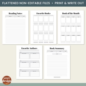 Book Journal Printable Planner Book Lovers Planner Bundle - Etsy