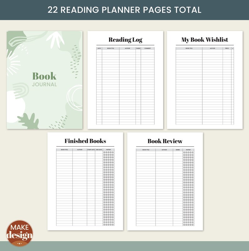 Book Journal Printable Planner Book Lovers Planner Bundle - Etsy