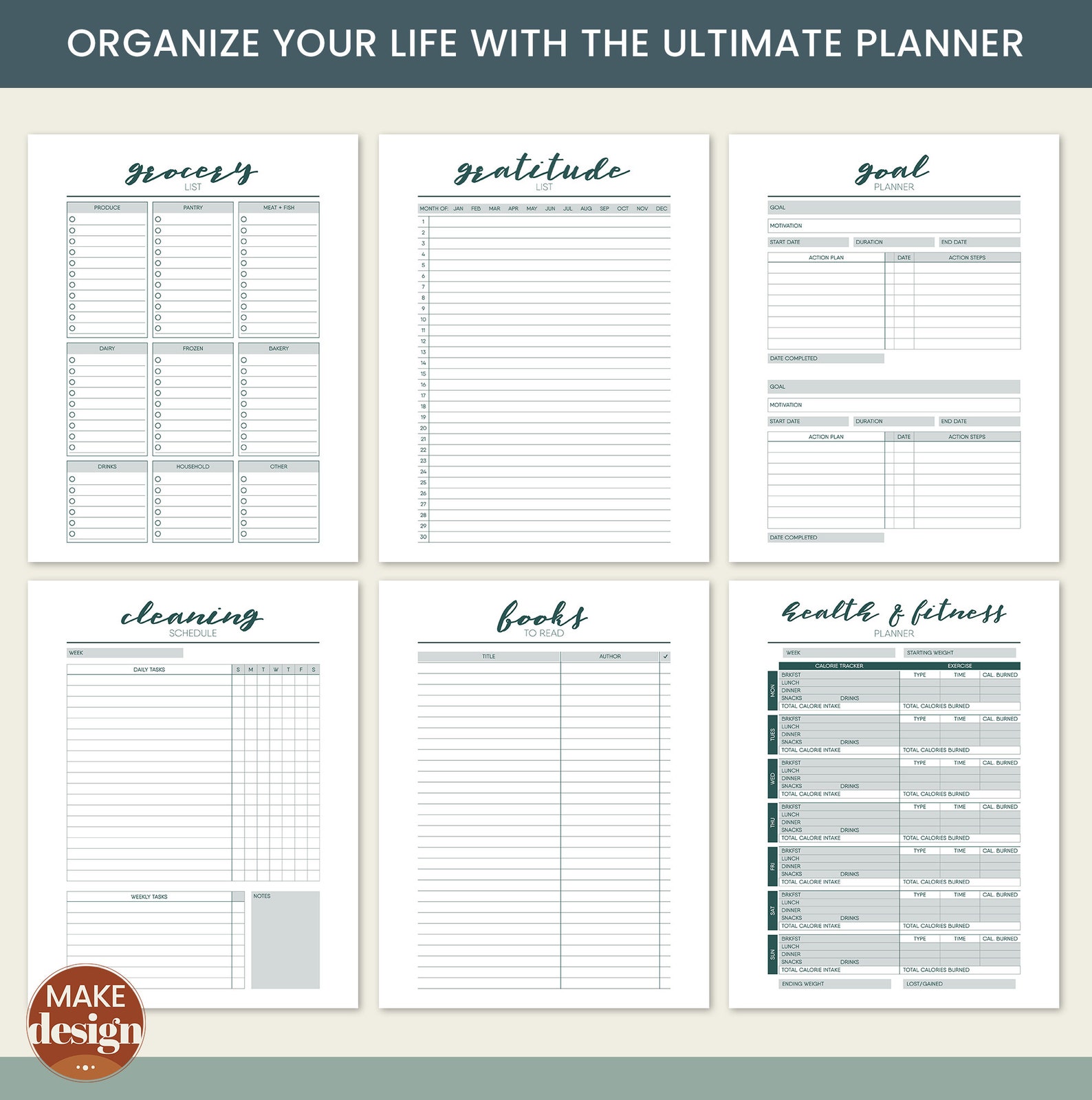 Undated Printable Planner Bundle Ultimate Life Planner Pack - Etsy