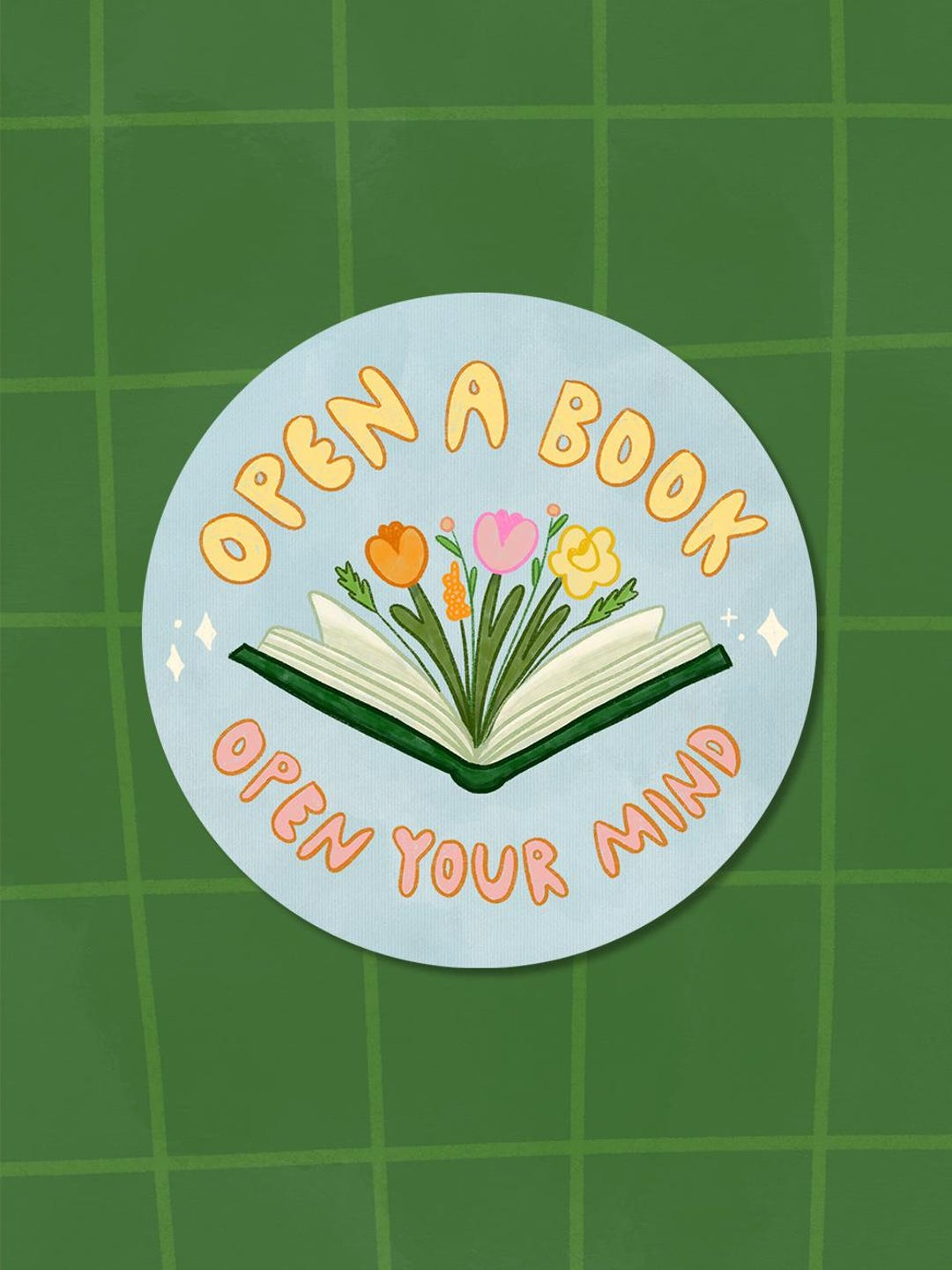 Open a Book Open Your Mind Sticker, Cute Fun Illustrated Gift for ...