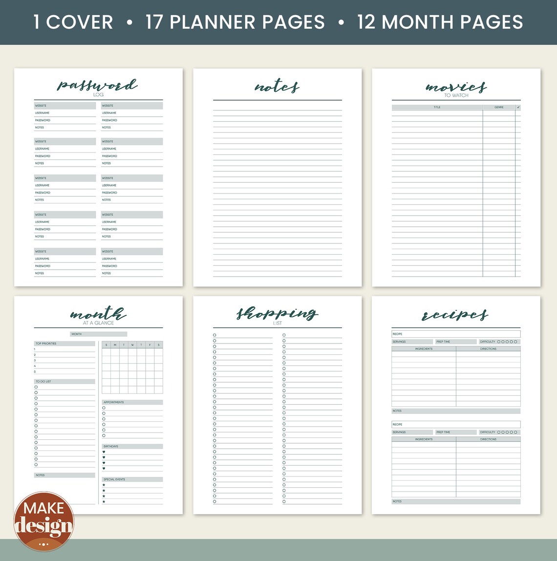 Undated Printable Planner Bundle Ultimate Life Planner Pack - Etsy
