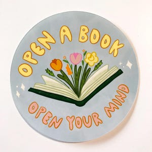 Open a Book Open Your Mind Sticker, Cute Fun Illustrated Gift for ...