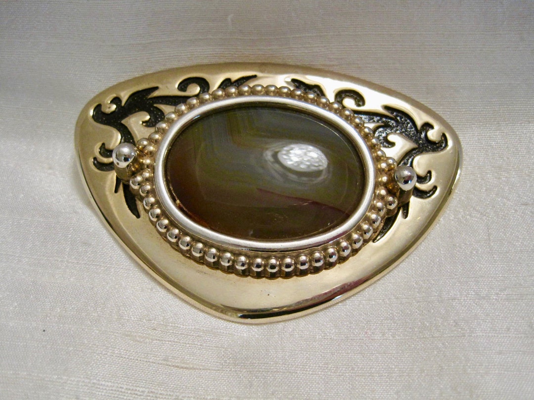 Western Cowgirl Triangular Belt Buckle. Genuine Lace Agate Gemstone ...