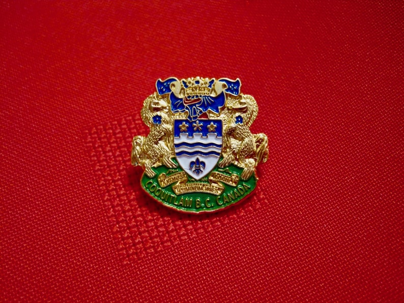 Coquitlam-bc-canada Pin Back in Gold Tone and Green, White, Blue Enamel ...